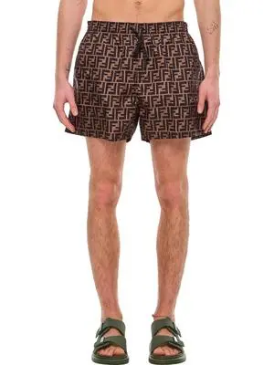 Fendi Ff Printed Swimsuit - Brown