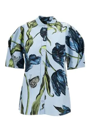 Erdem Poplin Cotton Shirt - Sky Blue