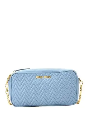 Miu Miu Matelassé Leather Camera Bag - Blue