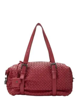 Bottega Veneta Intrecciato Leather Montaigne Handbag - Red