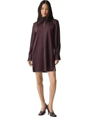 Theory Blouson Sleeve Satin Dress - Deep Plum
