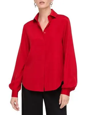 Lafayette 148 New York Stretch Silk Shirt With Hidden Placket - Spark
