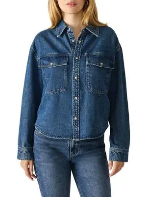 Steve Madden Judith Cotton Denim Shirt - Dark Navy