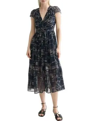Scotch & Soda Cross-stitch Embroidery Midi Dress - Carbon