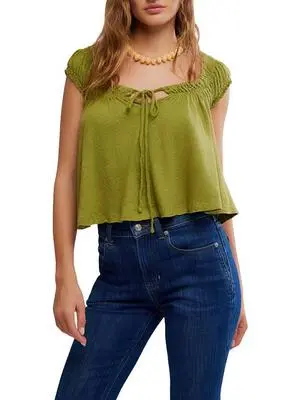 Free People Dahlia Tie-front T-shirt - Cardamon Seed