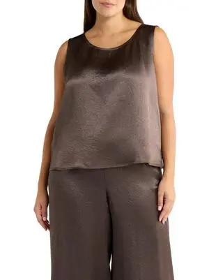 Eileen Fisher Crinkle Satin Shell - Rye