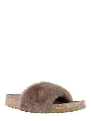 FLEKS San Ysidro Genuine Shearling Slide Sandal - Blushed
