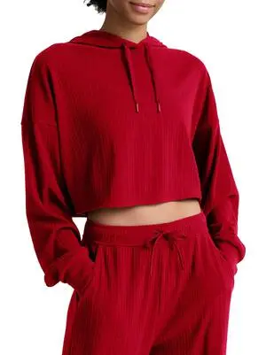 Beyond Yoga Breathe Easy Rib Crop Hoodie - Holly Red