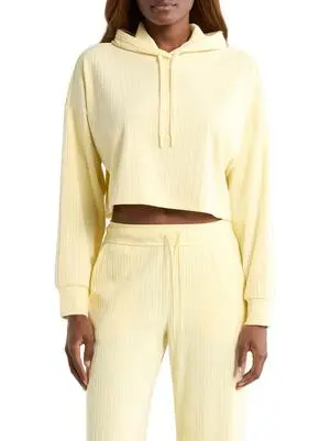 Beyond Yoga Breathe Easy Rib Crop Hoodie - Yellow Swirl