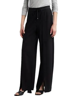 Wit & Wisdom Glider Skyrise Wide Leg Drawstring Pants - Black