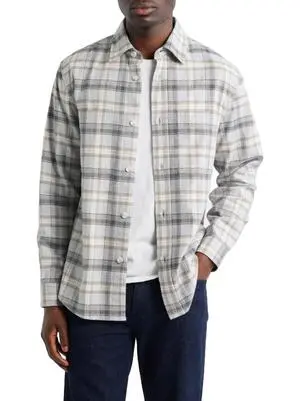 BOSS Owen Relaxed Fit Plaid Cotton Flannel Button-up Shirt - Medium Grey