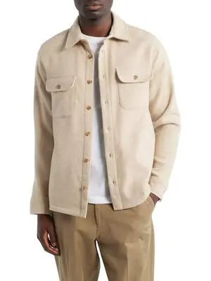 WAX LONDON Lomond Wool Blend Melton Button-up Overshirt - Natural