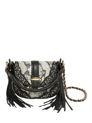 AIMEE Mini Willow Leather Crossbody Bag - Vanilla Snake Jeweled