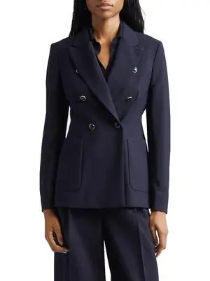Max Mara Ricetta Double-breasted Wool Knit Blazer - Ultramarine