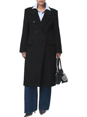 Mango Double-breasted Coat - Black