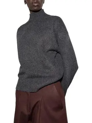 Mango Turtleneck Long Sleeve Sweater Charcoal