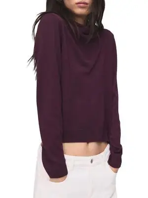 Mango Ribbed Turtleneck Sweater Wine