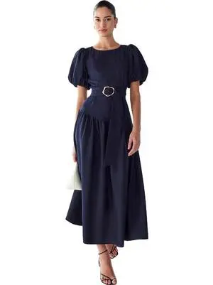 WILLA Elona Midi Dress - Navy Blue