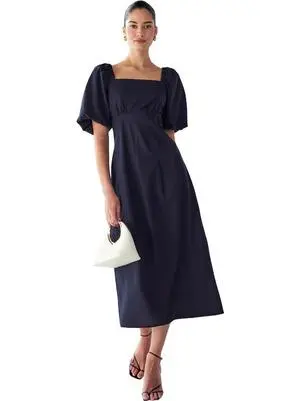 WILLA Meena Midi Dress - Navy Blue