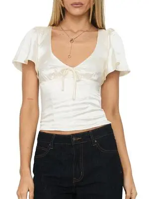 Princess Polly Satin Crop Top - Cream