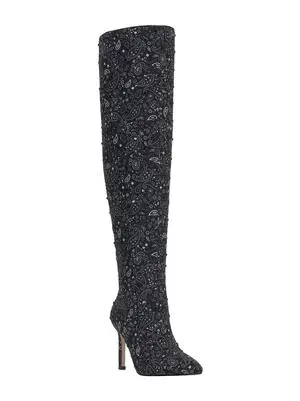 Jessica Simpson Earon Pointed-toe Over-the-knee Boot - Midnight/white