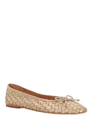 Dune London Heat Leather Ballet Flat - Gold