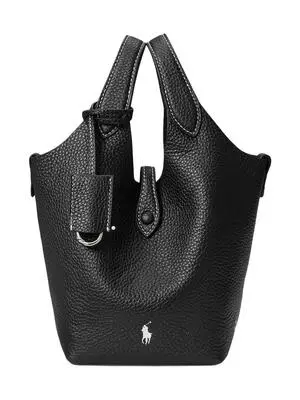 Ralph Lauren Shiny Drum Pebble Leather Bucket Bag - Black