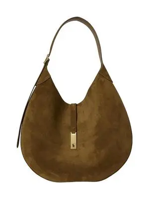 Polo Ralph Lauren Large Polo Id Suede Shoulder Bag - Artichoke