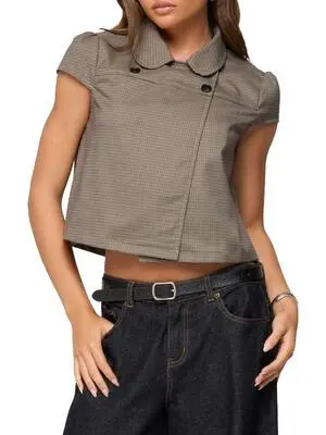 EDIKTED Haislee Houndstooth Crop Top - Mix