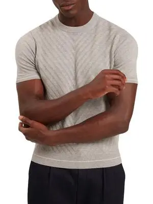 Ted Baker London Chevron Textured Crewneck Sweater - Light-grey