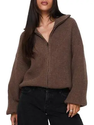 Princess Polly Hertford Zip Front Sweater - Brown