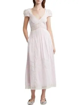 LoveShackFancy Lace Puff Sleeve Maxi Dress - Orchid Ice