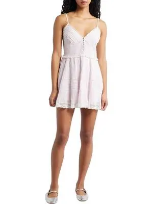 LoveShackFancy Lace Sleeveless Fit & Flare Minidress - Orchid Ice