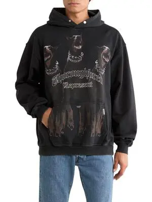 REPRESENT Thoroughbred Oversize Graphic Hoodie - Vintage Black