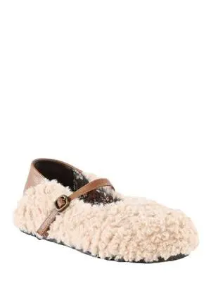 Bc Footwear Metro Faux Shearling Flat - Natural