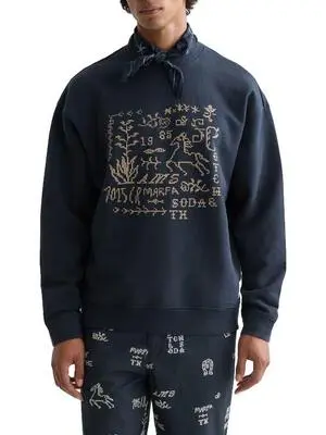 Scotch & Soda Cross-stitch Artwork Cotton Sweatshirt - Carbon