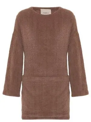 THEO THE LABEL Carme Plush Lace Sweater Dress - Cappuccino