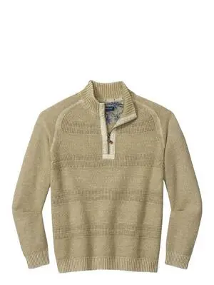 Tommy Bahama Saltwater Textured Cotton Half Zip Sweater - Abbey Stone