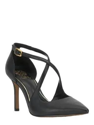 Vince Camuto Noreta Ankle Strap Pointed Toe Pump - Black Ecoshe
