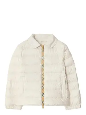 Burberry Checker-tape Nylon Puffer Jacket - Rain White