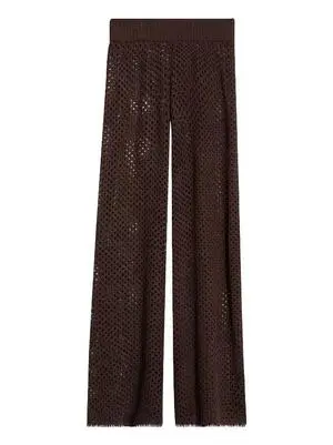 Elan Metallic Open Stitch Cover-up Pants - Brown