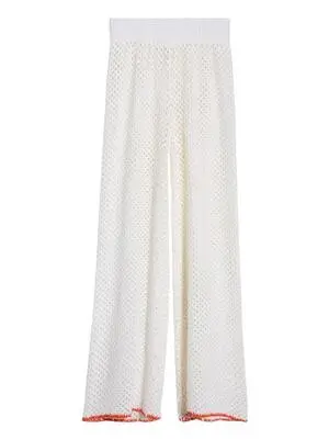 Elan Metallic Open Stitch Cover-up Pants - White
