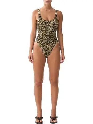 Camilla Crinkle Stretch Scoop Neck One Piece - Feline Folklore