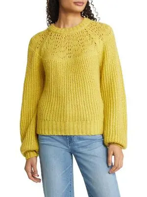 BOBEAU Balloon Sleeve Crewneck Sweater
