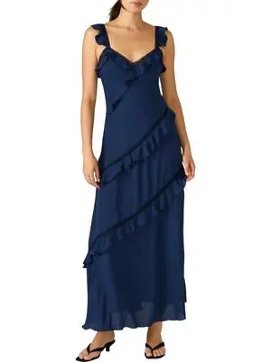 Steve Madden Versailles Ruffle Sleeveless Maxi Dress - Federal Blue