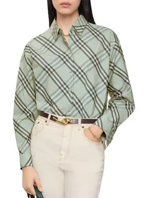 Burberry Relaxed Fit Check Cotton Shirt - Seafoam Green