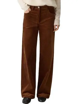 Theory Wide Leg Corduroy Trousers - Caramel