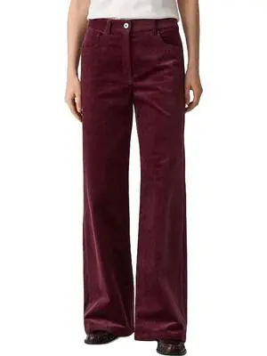 Theory Wide Leg Corduroy Trousers - Port Red
