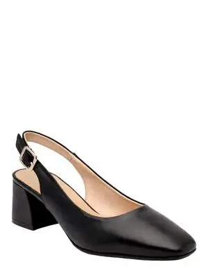 MENINA STEP Pia Leather Slingback Pump - Black