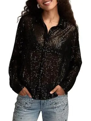 LUCKY BRAND Sequin Button-Front Shirt